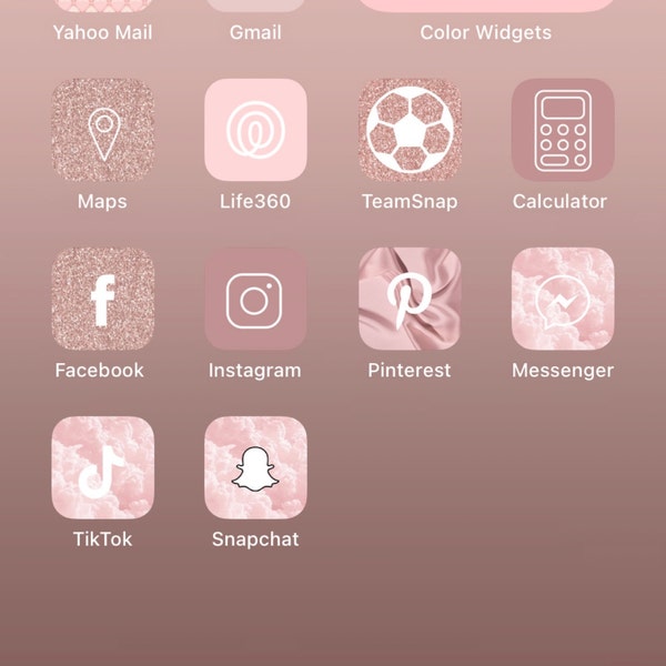App Icons Pink & Glitter | Cute Aesthetic Pink Pastel, Widgets With ...
