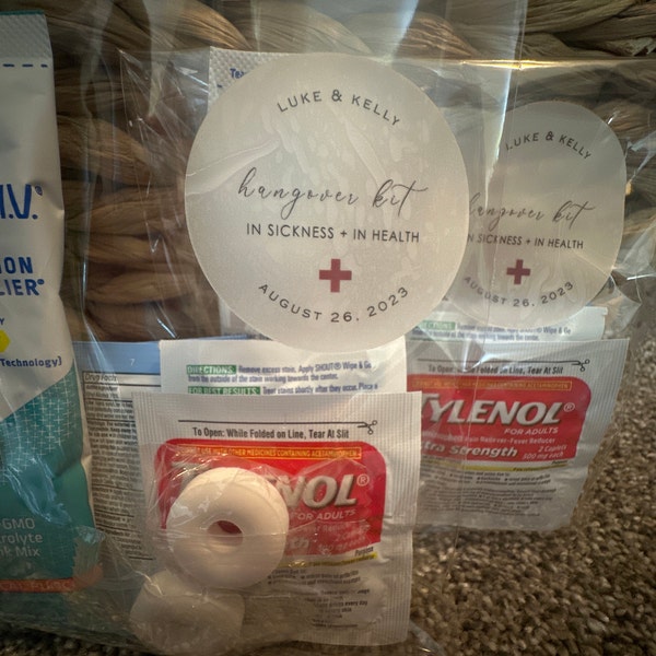 Hangover Kit Stickers | Custom Hangover Label | Party Favor Stickers ...