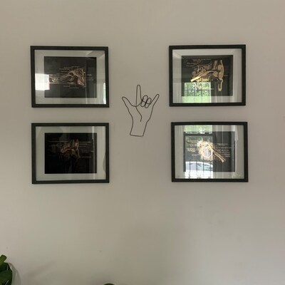 Wire Hand ASL I Love You Sculpture Wall Hanging Art Single Line ...