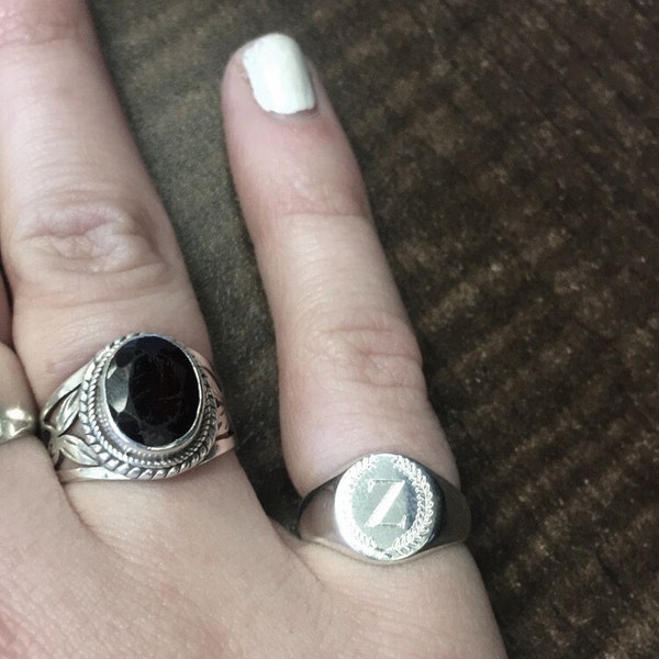 Monogrammed Signet Ring - Personalized Engraved Solid Sterling Silver ...