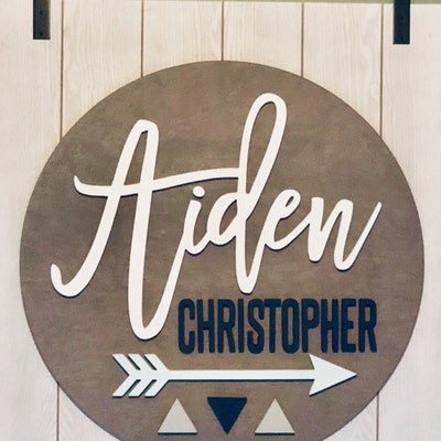 Custom Name Sign 1236 Round Sign Baby Name Sign Nursery Room Decor ...