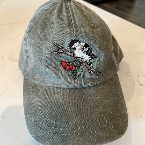 Black Capped Chickadee Bird Hat Embroidered Men Women Gift Cap - Price ...