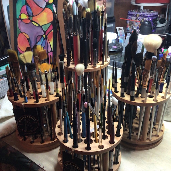 Rotating Paint Brush Holder for Big and Small Brushes, Handmade ...