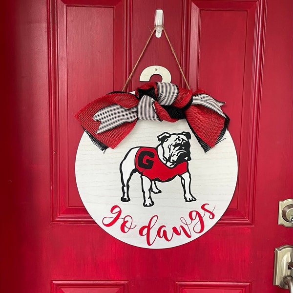 Bulldog Door Hanger, Front Door Decor, Go Dawgs, Bulldog Sign, Georgia ...