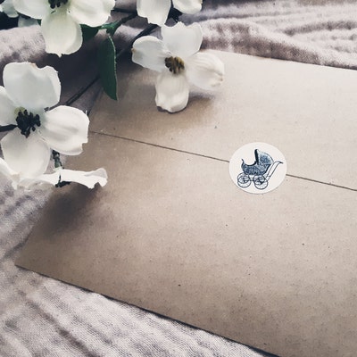 Pram Baby Carriage Stickers One Inch Round Seals - Etsy