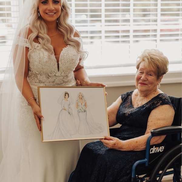Custom Generational Wedding Portrait Illustration Generation Wedding ...