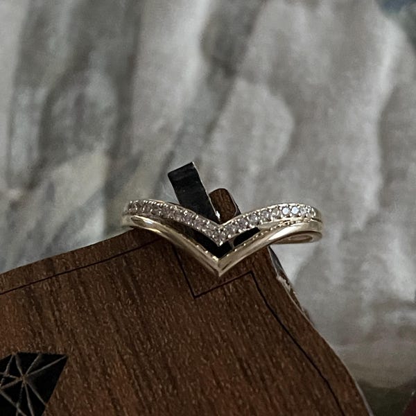 14K Solid Gold V Ring, 925 Sterling Silver V Ring, Chevron Ring, Curved ...