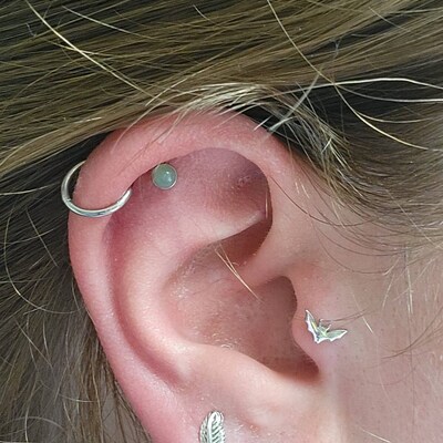 Flower Piercing 14K Solid Gold Solitaire CZ Flower Piercing - Etsy