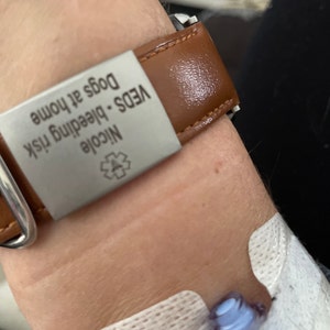 Alert ID Tag for Watch Band, Engraved Apple Watch Safety Plate, Fitness ...