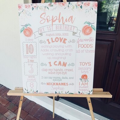 Peach First Birthday Chalkboard Sign Sweet as a Peach 1st - Etsy