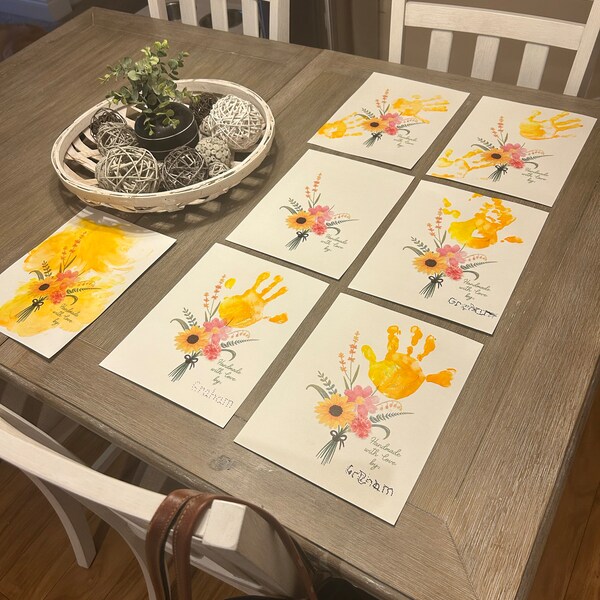 Happy Birthday Handprint Art Gift Keepsake Balloons Bouquet Craft DIY ...