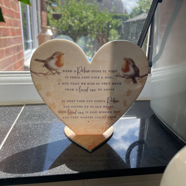 Robin Hug Poem, A5 Hanging Metal Sign, Robins, in Memory, Robin Hug ...