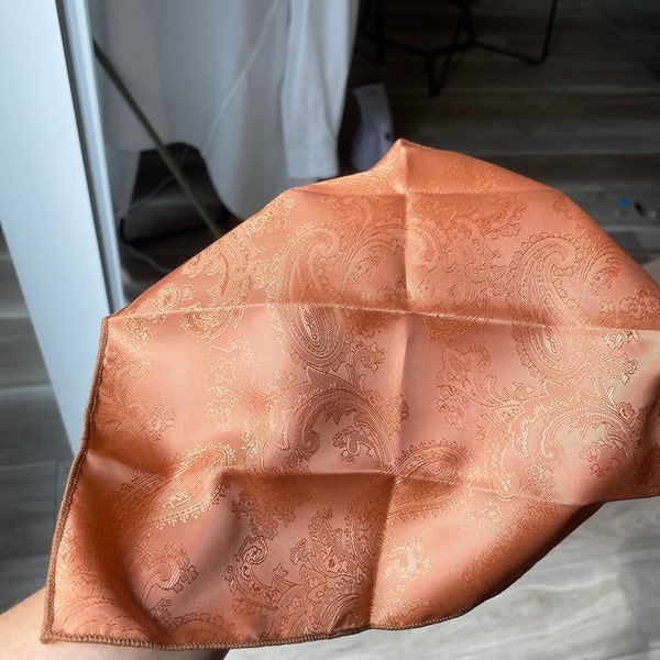 Copper Pocket Square. Mens Light Timber Brown Color Paisley ...