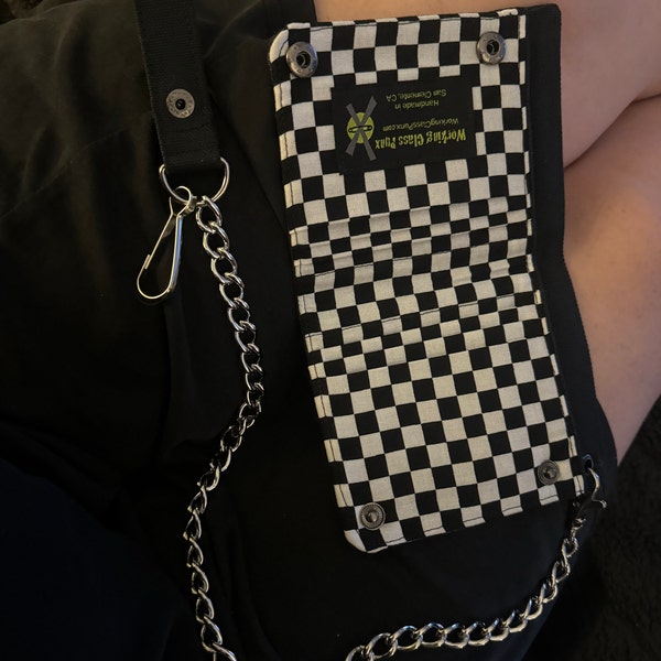 Vegan Chain Wallet Black and White Checkered, Skater Punk, Ska Core ...