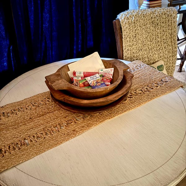 Reversible Jute Braided Table Runner, Farmhouse , Natural Jute Braided ...