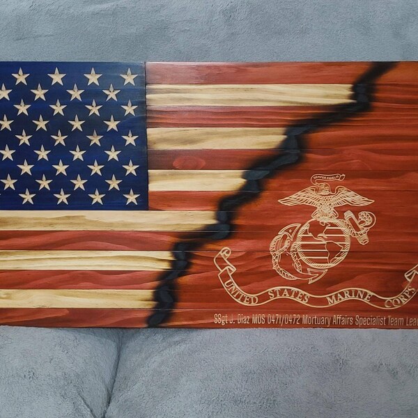 USMC Wooden Flag: Veteran Made Rustic Marine Corps Decor (19.5x37) - Etsy