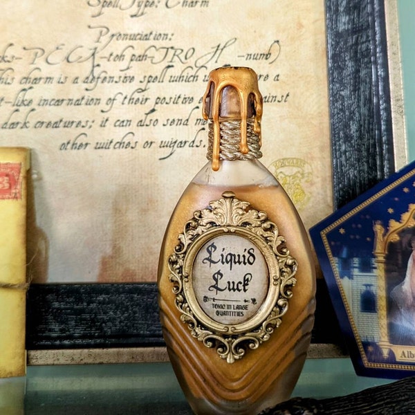 Liquid Luck Potion Magic Apothecary Herbology Glass Bottle Prop - Etsy