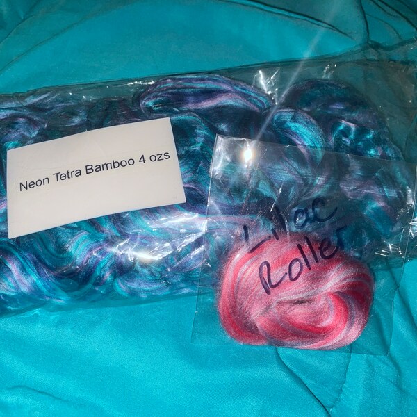 4 Ozs Neon Tetra Bamboo Fiber, Combed Top, Roving, Spinning Fiber ...