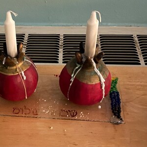 Blue Shards Shabbat Candle Sticks, Sabbath Upright Glass Candle Holders ...