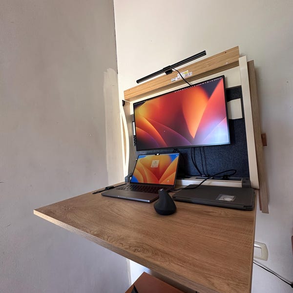 Wall Mounted Height Adjustable Desk. Sit or Stand Ergonomic Home Office ...