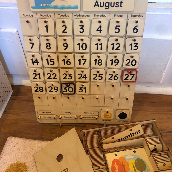 Montessori Calendar, Homeschool Calendar, Wooden Calendar, Perpetual ...