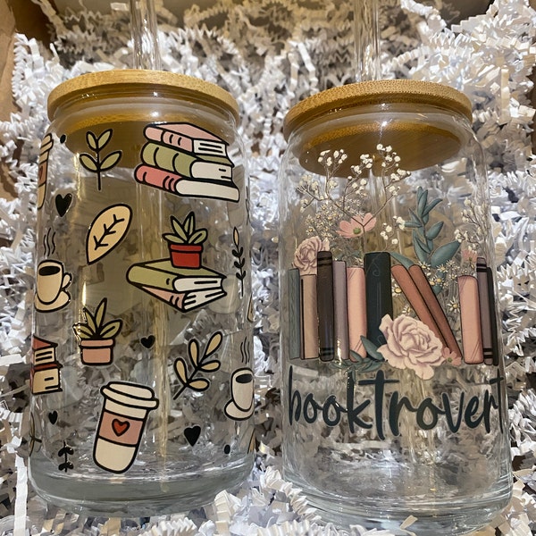 Book Lover Coffee Cup, Bookish Glass Cup, Book Nerd Gift, 16oz Coffee ...