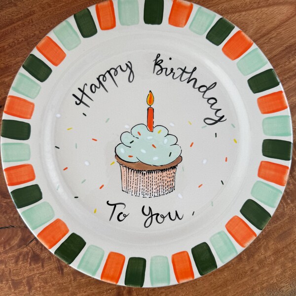Happy Birthday Plate Personalised Plate Hand-painted Plate celebration ...