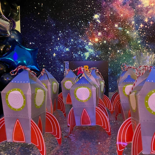 8 Rocket Favor Boxes - Space Party, Space Birthday, Astronaut Party ...