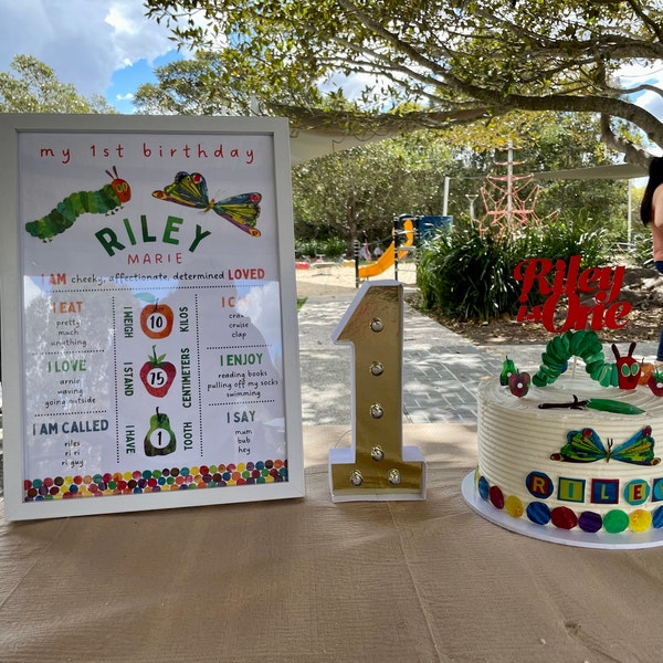 Very Hungry Caterpillar - First Birthday - Milestone Sign - Milestone ...