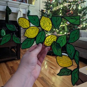 Lemon Tree Stained Glass Window Corner Decor,orange Tree Art,fake Plant ...