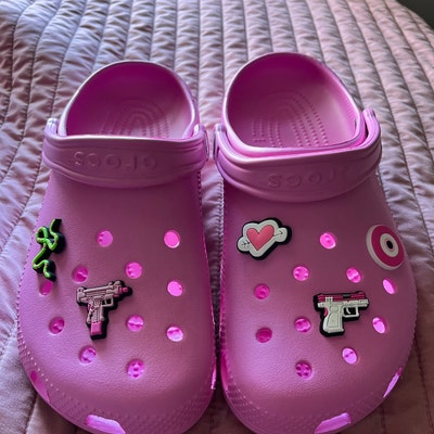 New Trending Pink and White Croc Compatible Shoe Charms, Clog Charms ...