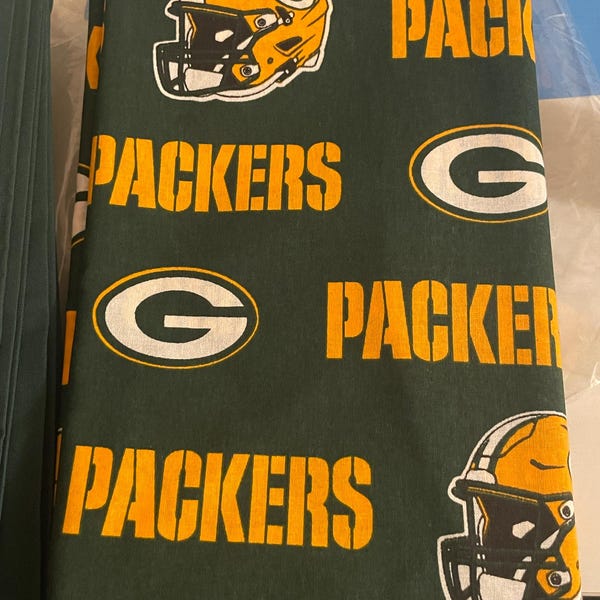 NFL Logo Green Bay Packers Green and Gold 100% Cotton Fabric by Fabric ...