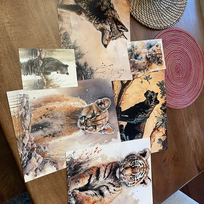 Wolf Cub Water Color Painting, Digital Print, Digital Art, Wall Art ...