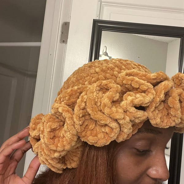 Black Fluffy Crochet Ruffle Hat - Etsy