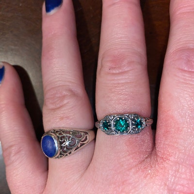 White Inset Stone Ring Sterling Silver/ Embellished Gem & CZ - Etsy