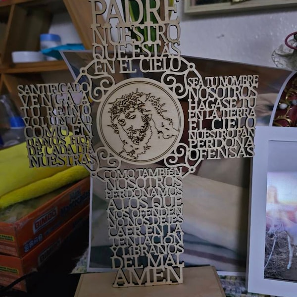 Cruz Imagen Padre Nuestro (spanish Lord's Prayer Our Father) Laser Cut ...