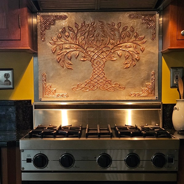 Copper Kitchen Backsplash Tile Mural, Birds on Tree Branches With ...