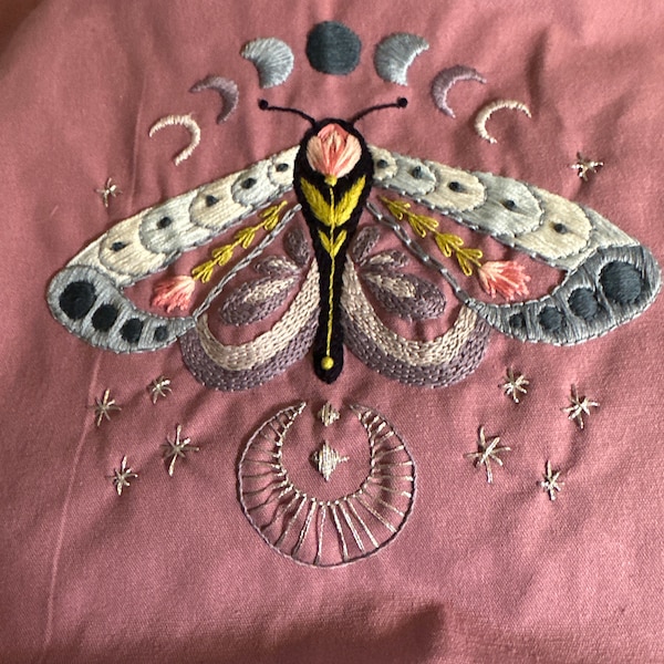 Moon Moth Folk Hand Embroidery Pattern - PDF Instant Download for ...