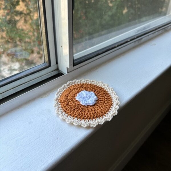 Decorative Cutie Pie Coaster Crochet Pattern | Pumpkin Pie Coaster ...