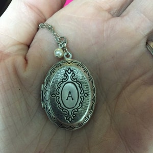 Initial Locket Necklace, Personalized Jewelry, Two Initials, Silver ...