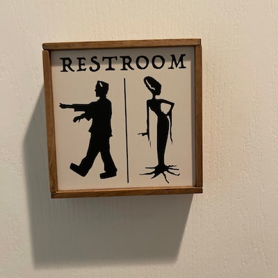 Halloween Decor Restroom Sign Horror Frankenstein Restroom Frankenstein ...