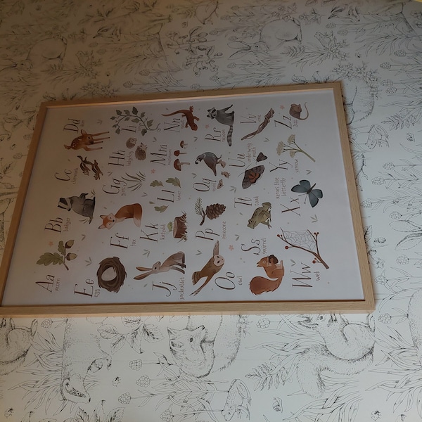 Woodland Alphabet Poster, Woodland Alphabet Print, Woodland Nursery ...