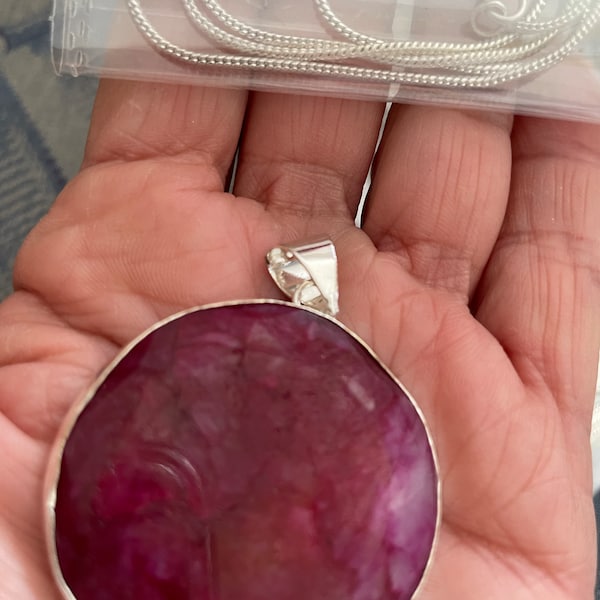 Kashmir Red Ruby Pendant 925 Sterling Silver Pendant Kashmir Red Ruby ...