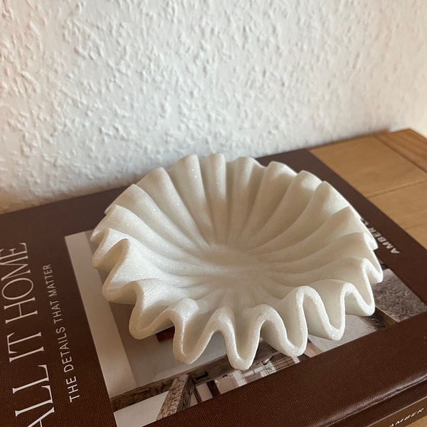 Handcrafted Marble Ruffle Bowl /antique Scallop Bowl/ Fruit Bowl ...