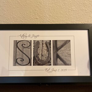 Unique Wedding Gift Idea, Framed Last Name Gift, Alphabet Photography ...