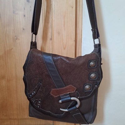 Sac De Cuir Italien Souple Brun. Bourse De Cuir Rustique. Bandoulière ...