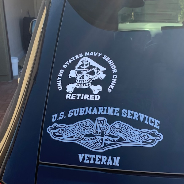 U.S. Submarine Service Veteran Vinyl Cut Decal With Submariner Dolphins ...
