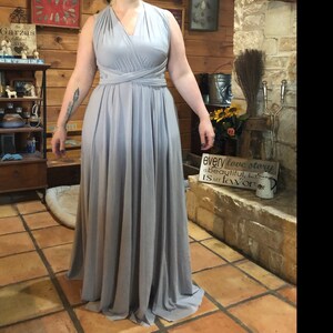 Silver Light Grey LONG Maxi Infinity Dress Gown Convertible Formal ...