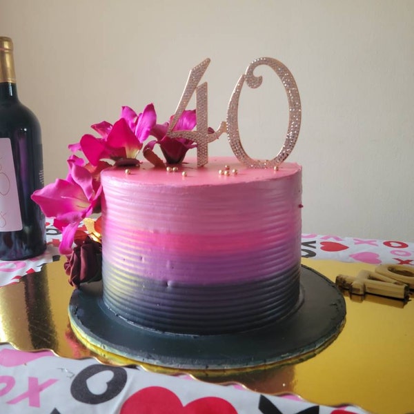 40 Birthday or Anniversary Cake Topper ROSE GOLD Number 40 Cake ...