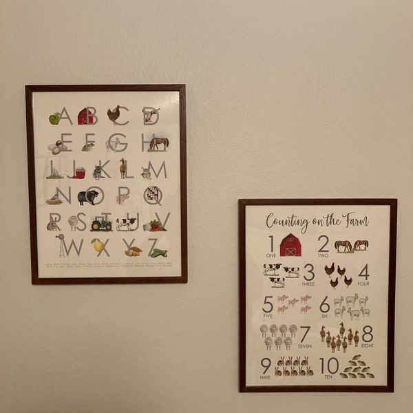 Farm Nursery Decor, Alphabet Number Prints, Educational Posters, Farm ...